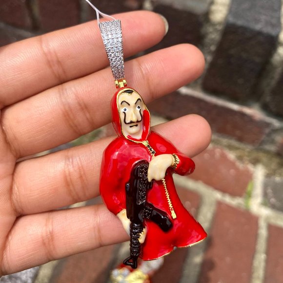 Accessories | Iced Out Gold Plated Money Heist Pendant | Poshmark